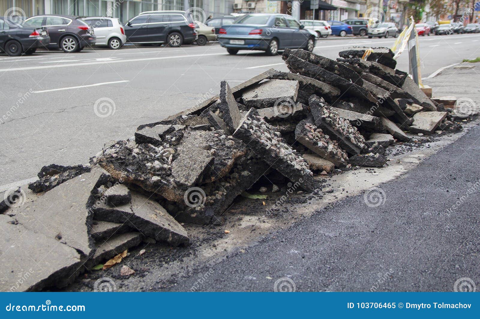Pile of Asphalt on the Side of the Road Stock Image - Image of damage ...