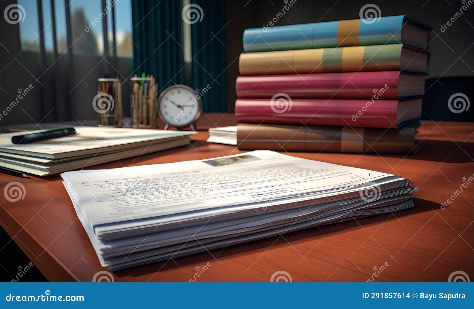 Pile of Assignment Files on the Table, Ai Generative Stock Illustration ...