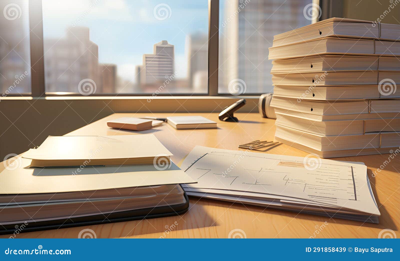 Pile of Assignment Files on the Table, Ai Generative Stock Illustration ...