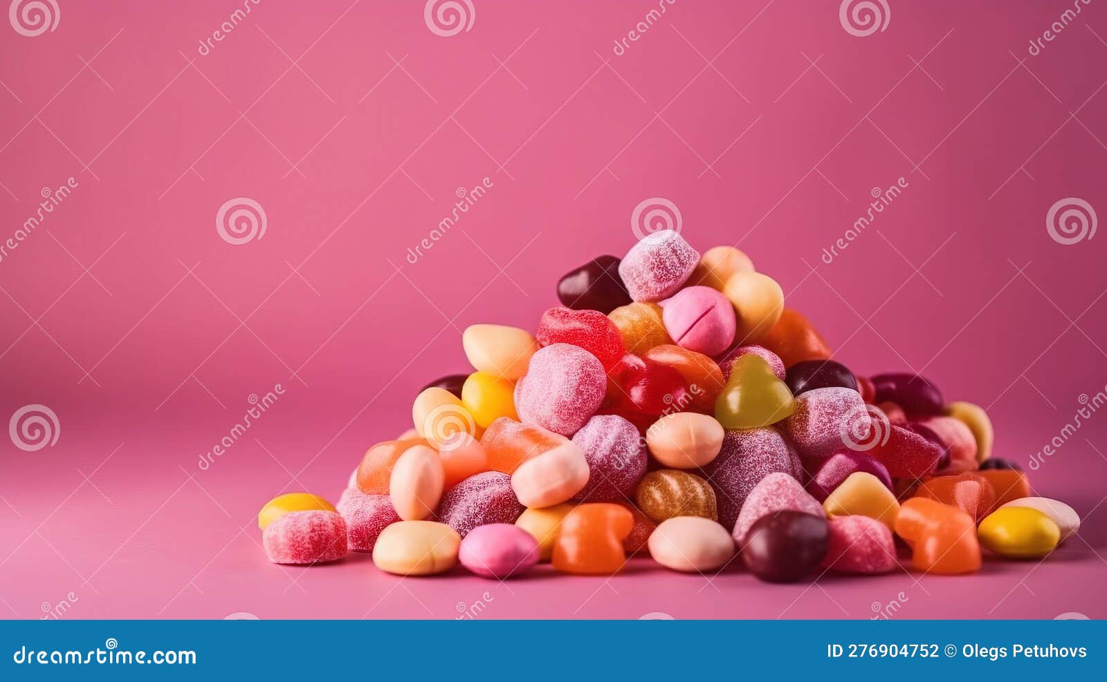 A Pile of Assorted Candies on a Pink Background Stock Illustration ...