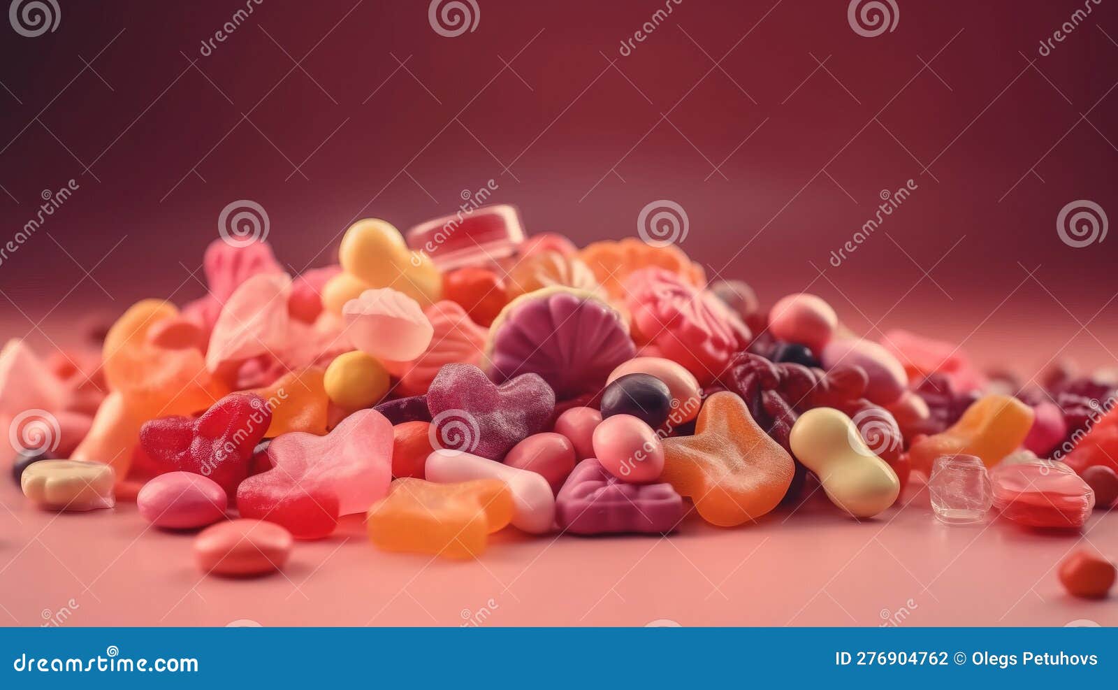A Pile of Assorted Candies on a Pink Surface Stock Illustration ...