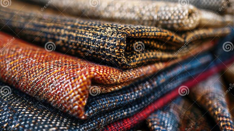 A Pile of Assorted Colorful Blankets on a Table Stock Photo - Image of ...