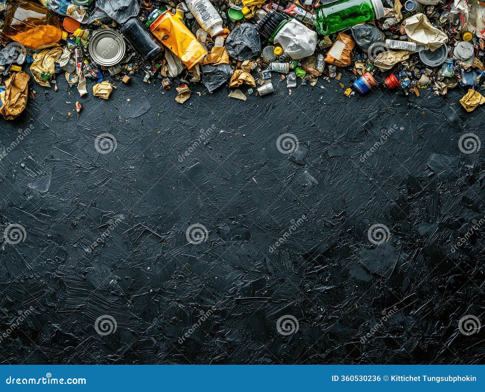 A Pile of Assorted Garbage and Waste Materials on a Dark Textured ...