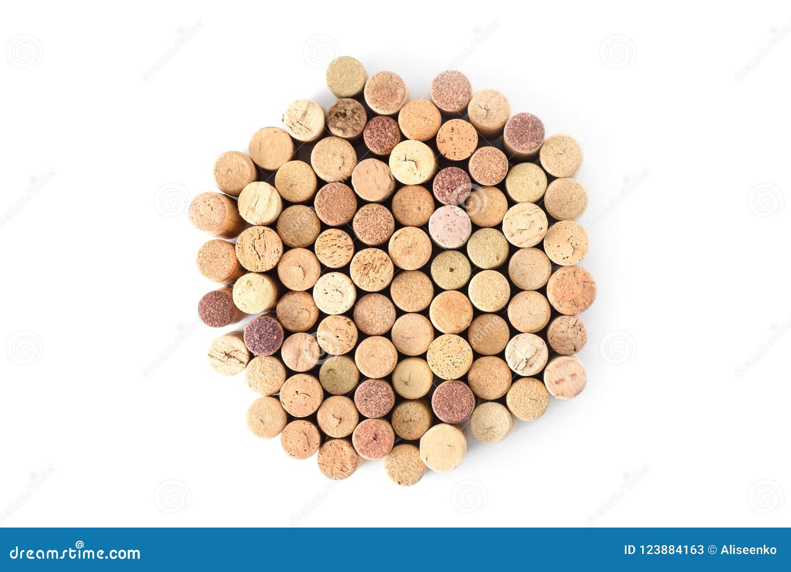 Pile of Assorted Used Wine Corks in Shape of Circle Isolated on White ...