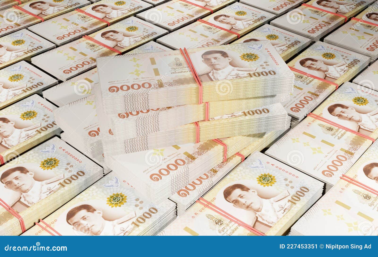 1000 Baht Thai Money Flying Isolated On Green Screen Background ...