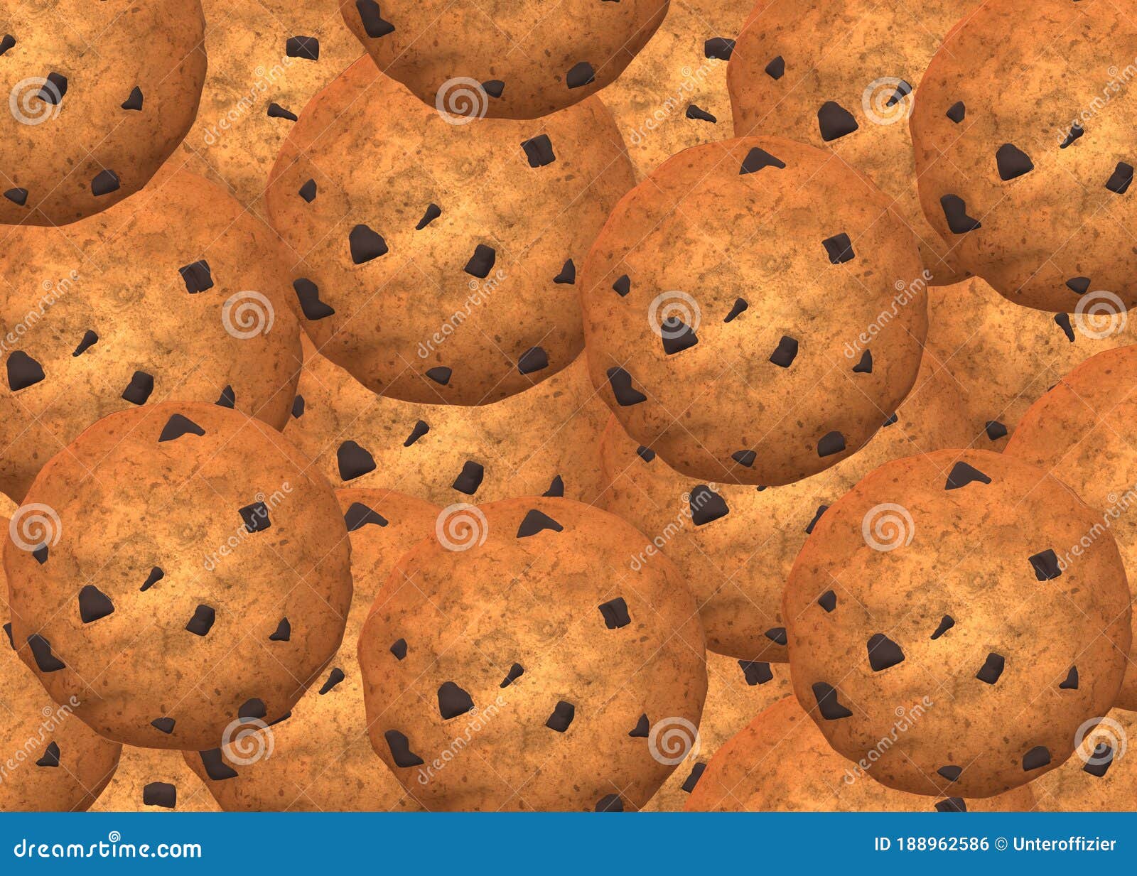 A Pile of Baked Golden Brown Chocolate Chips Cookies Biscuits ...