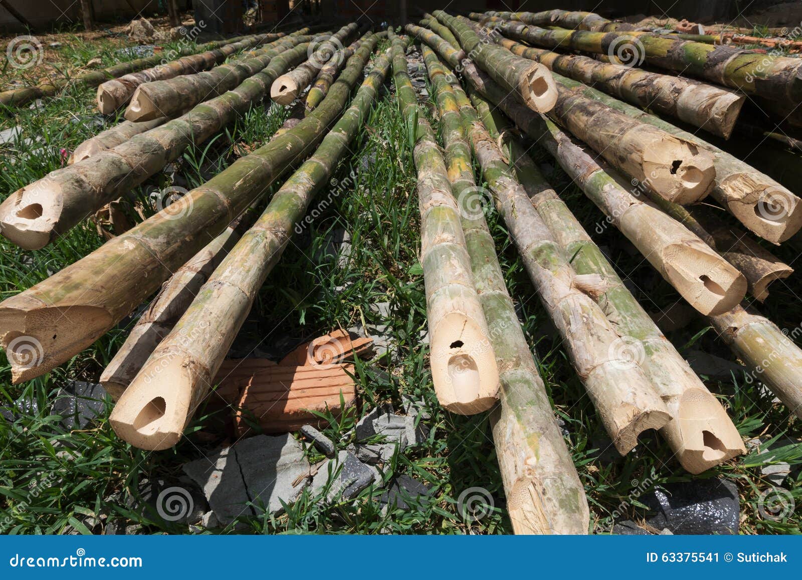 Pile of Bamboo Stick Prepare for Material Stock Image - Image of wood ...