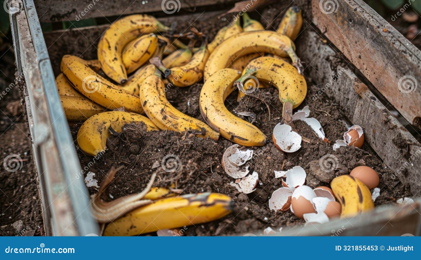A Pile of Banana Peels and Eggshells Spill Out of an Open Compost Bin ...