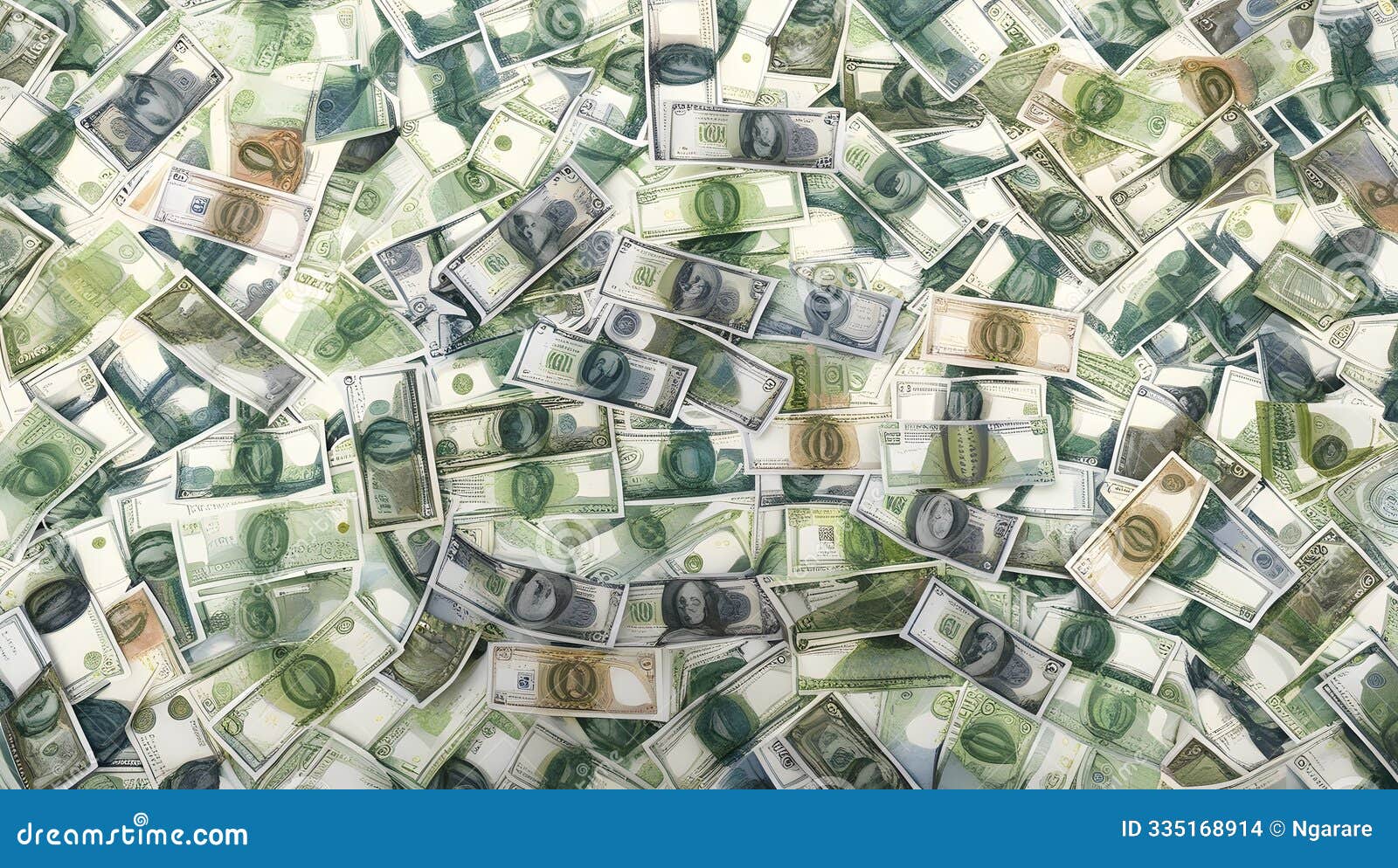 Pile of Banknotes Scattered on a Flat Surface. Generative AI Stock ...