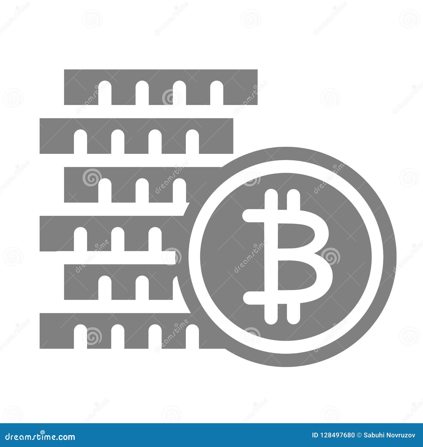 Pile of Bitcoin Coins Solid Icon. Cryptocurrency Stack Vector ...
