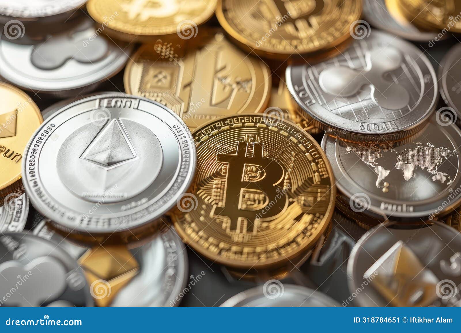 A Pile of Bitcoins Neatly Stacked on Top of Each Other, Create a Visual ...