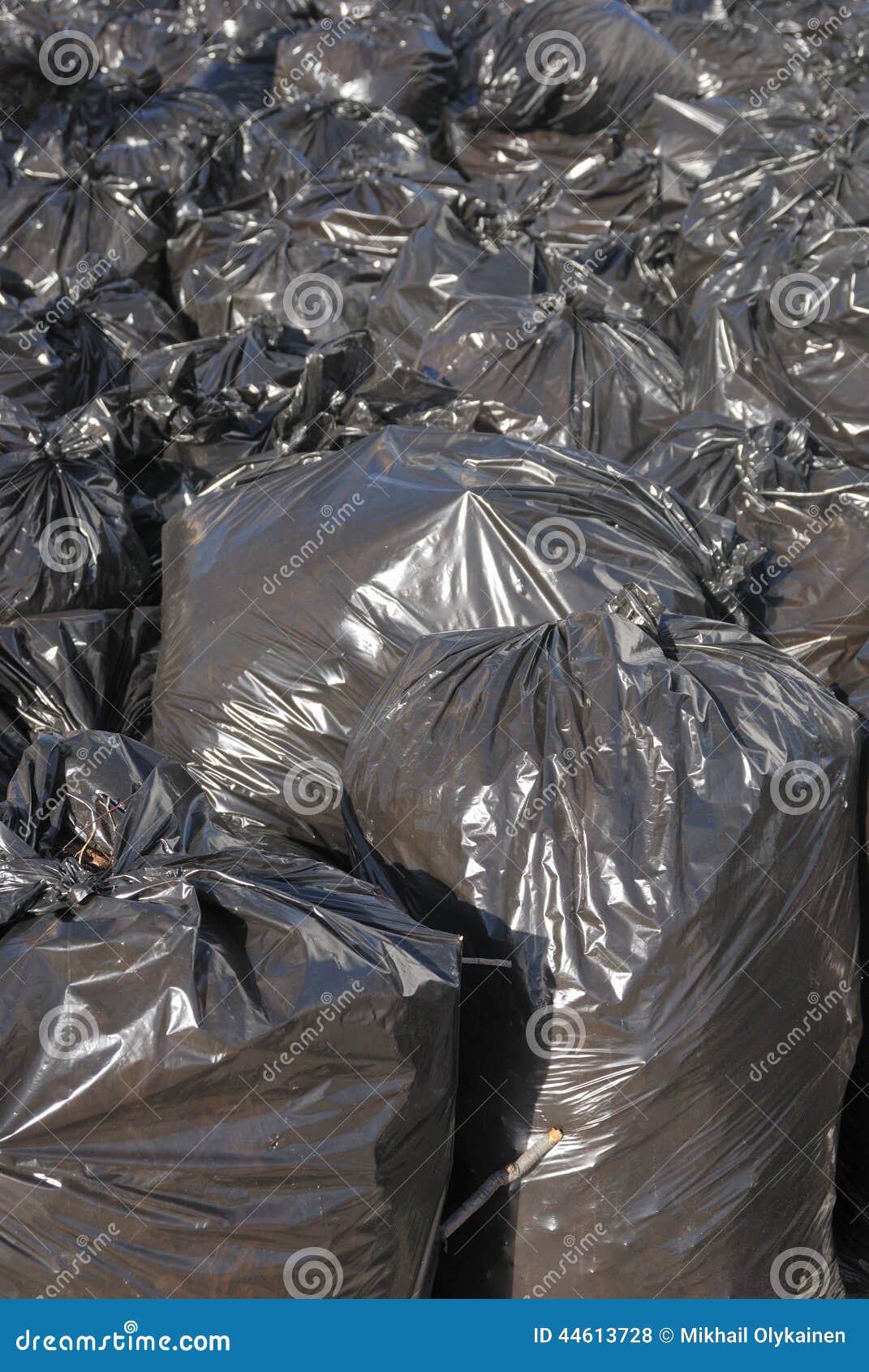 Pile of Black Garbage Bags with Tons of Trash, Vertical Stock Photo ...