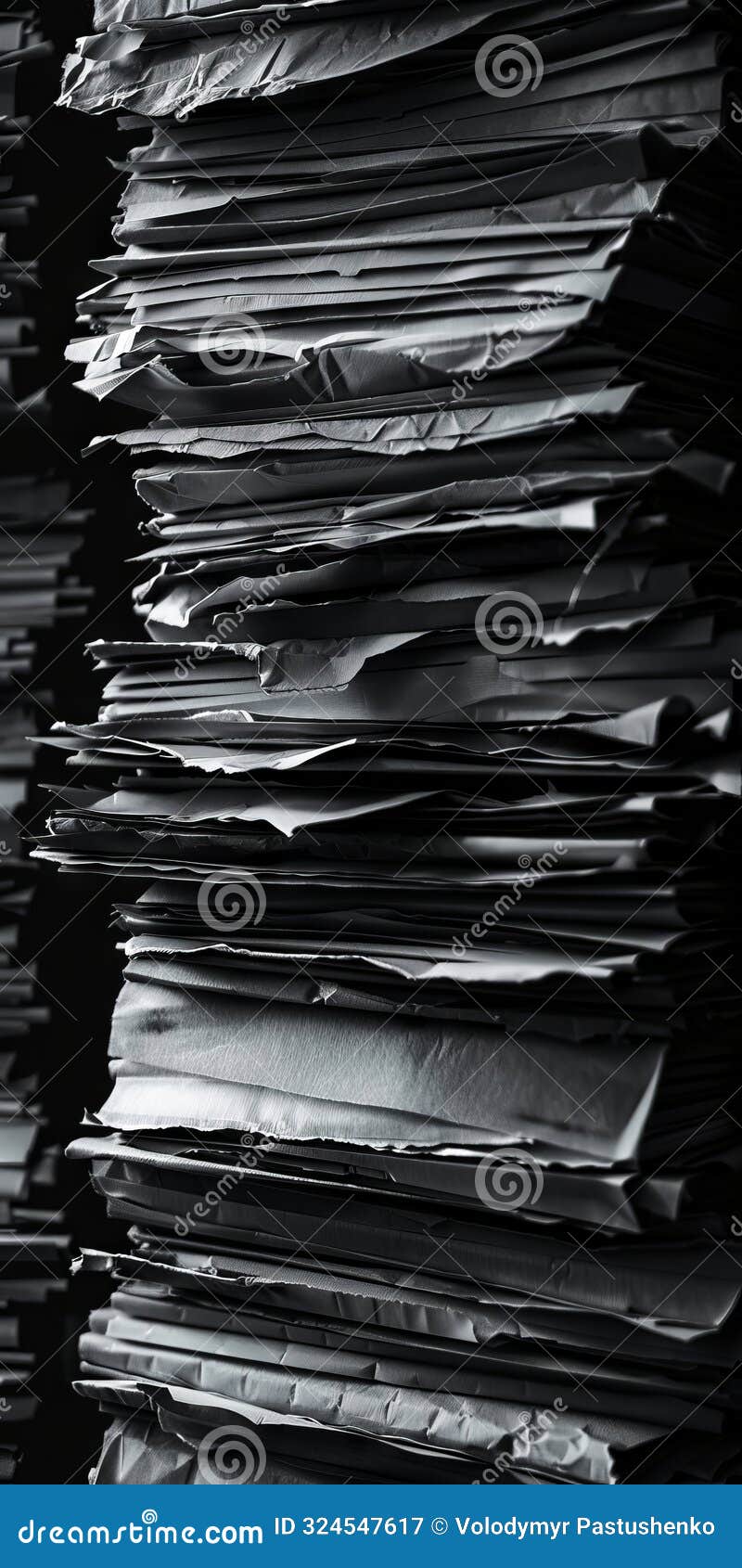 A Pile of Black Paper Stacked on Top of Each Other Stock Image - Image ...