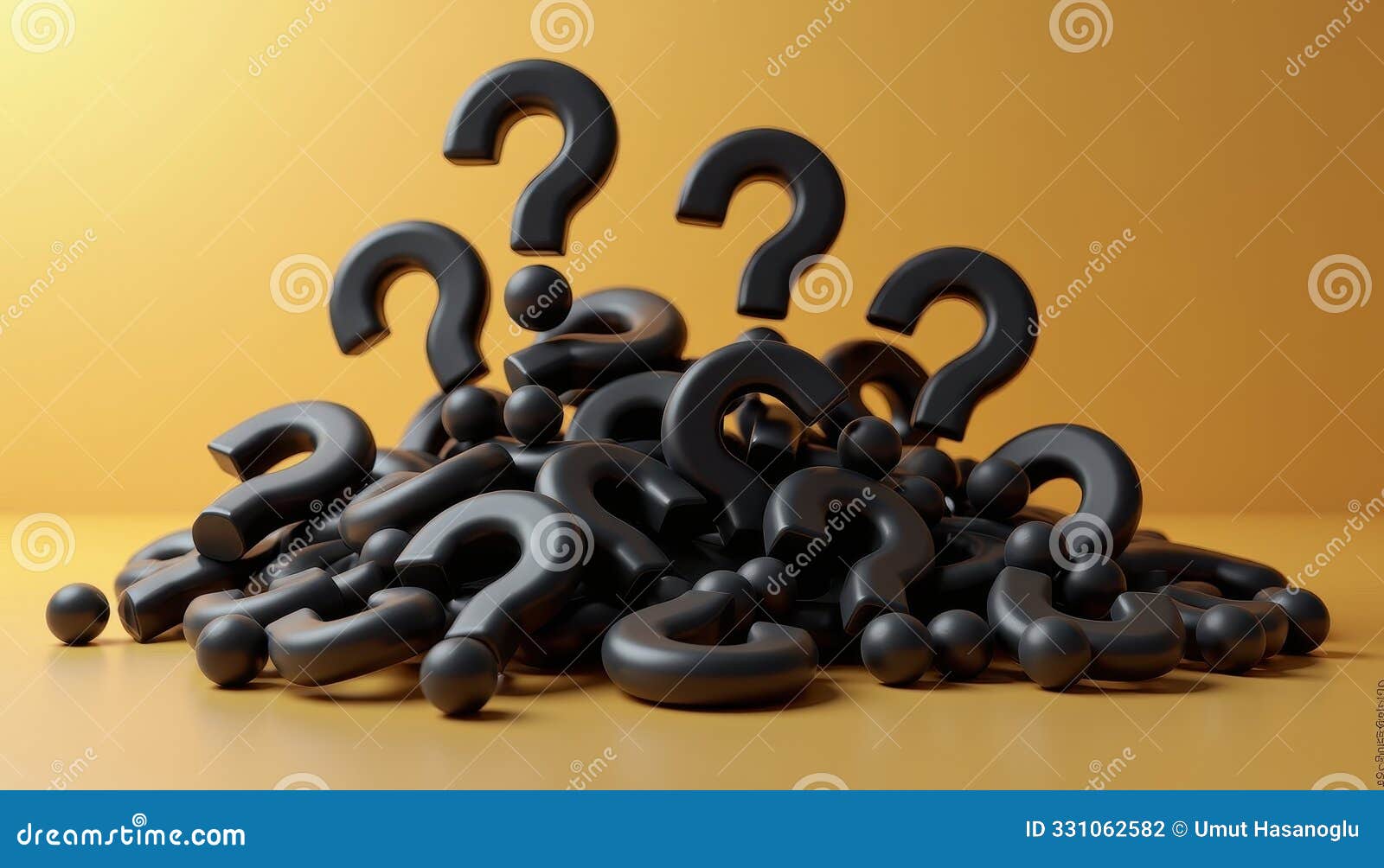 Pile of Black Question Marks on a Yellow Background Symbolizing ...