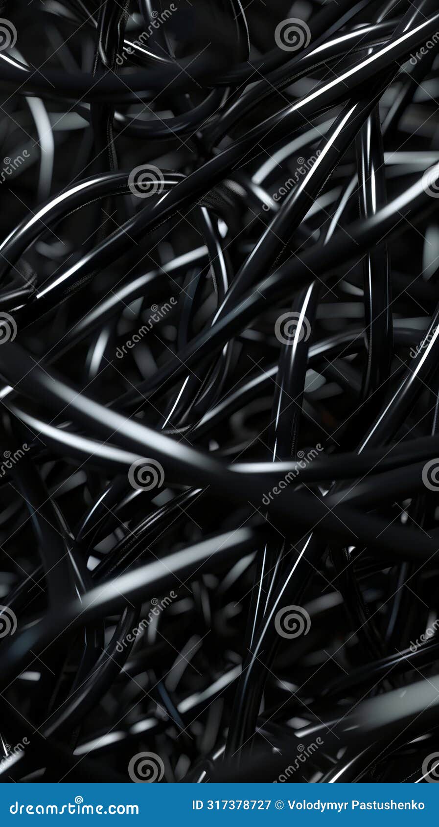 A Pile of Black Wires in a Dark Room Stock Image - Image of monochrome ...