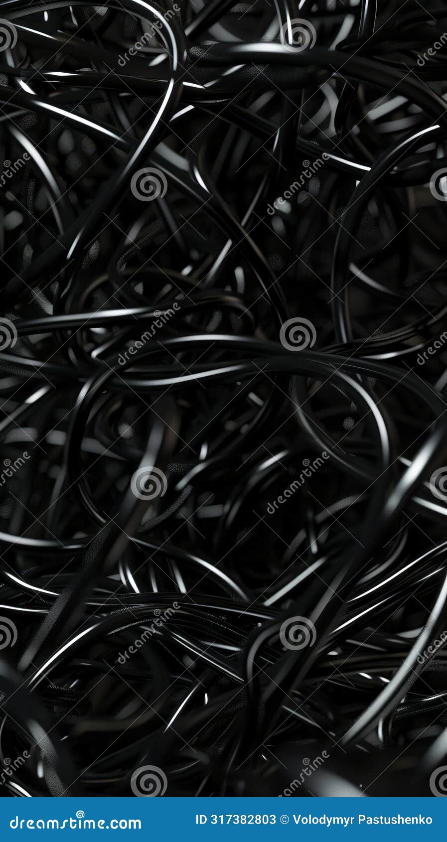 A Pile of Black Wires in a Dark Room Stock Image - Image of pile ...