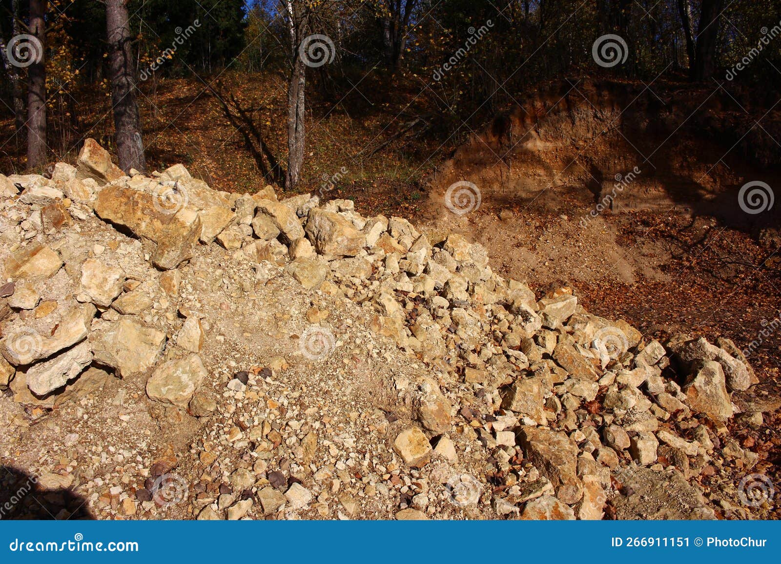A Pile of Blocks of Limestone at the Place of Occurrence Stock Image ...