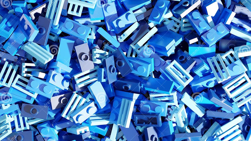 A Pile of Blue Lego Bricks. 3d Rendering Stock Illustration ...