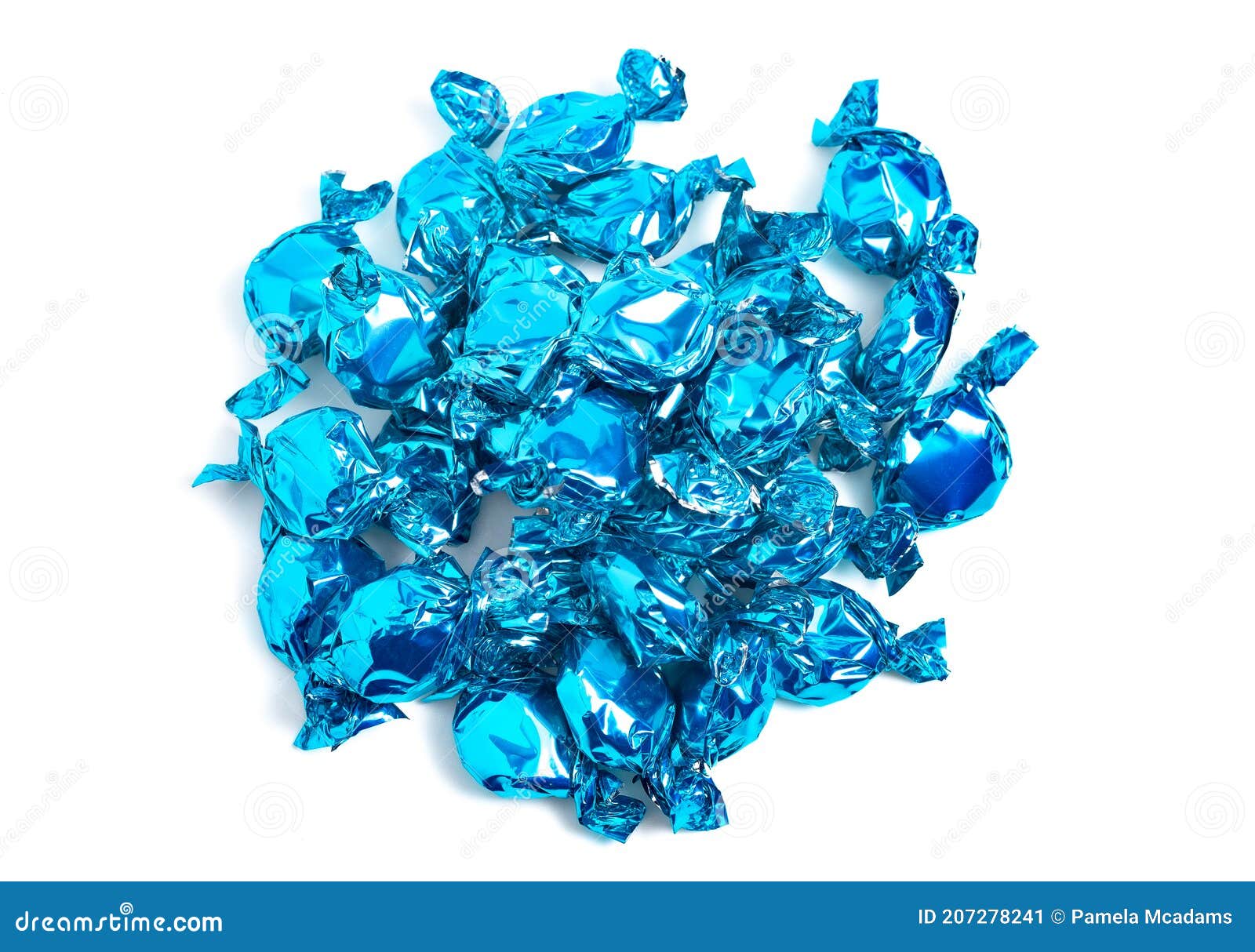 Pile of Blue Wrapped Candy Isolated on a White Background Stock Image ...