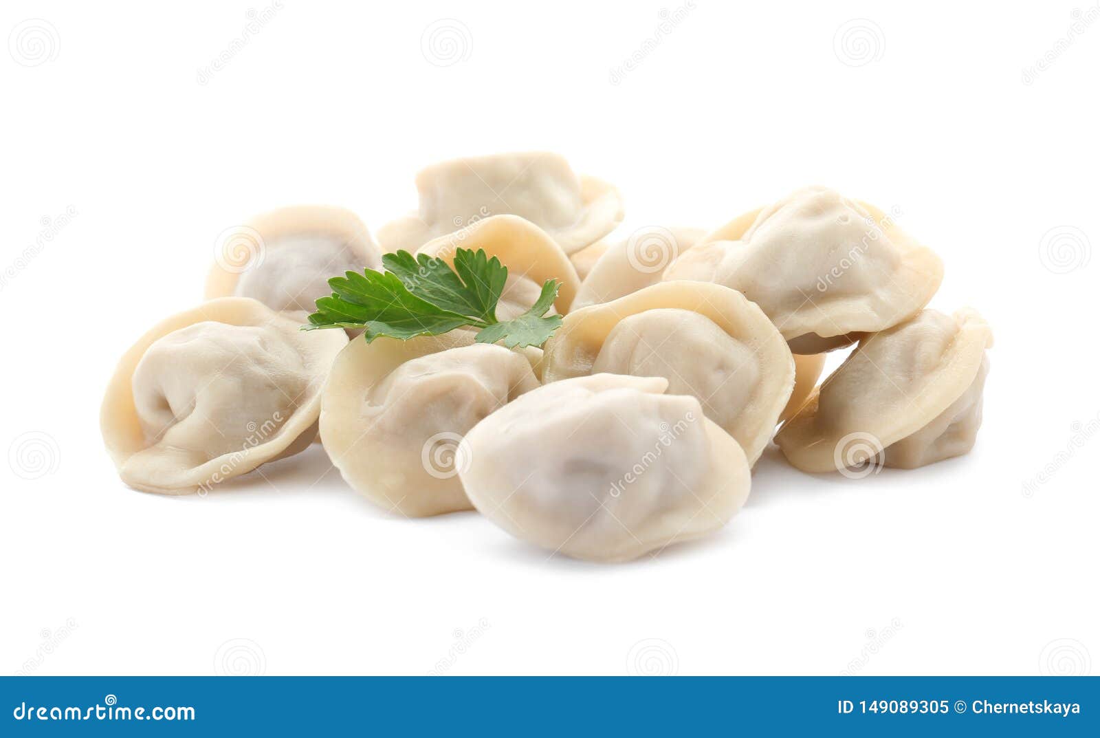 Pile of Boiled Dumplings with Parsley Leaves Stock Image - Image of ...
