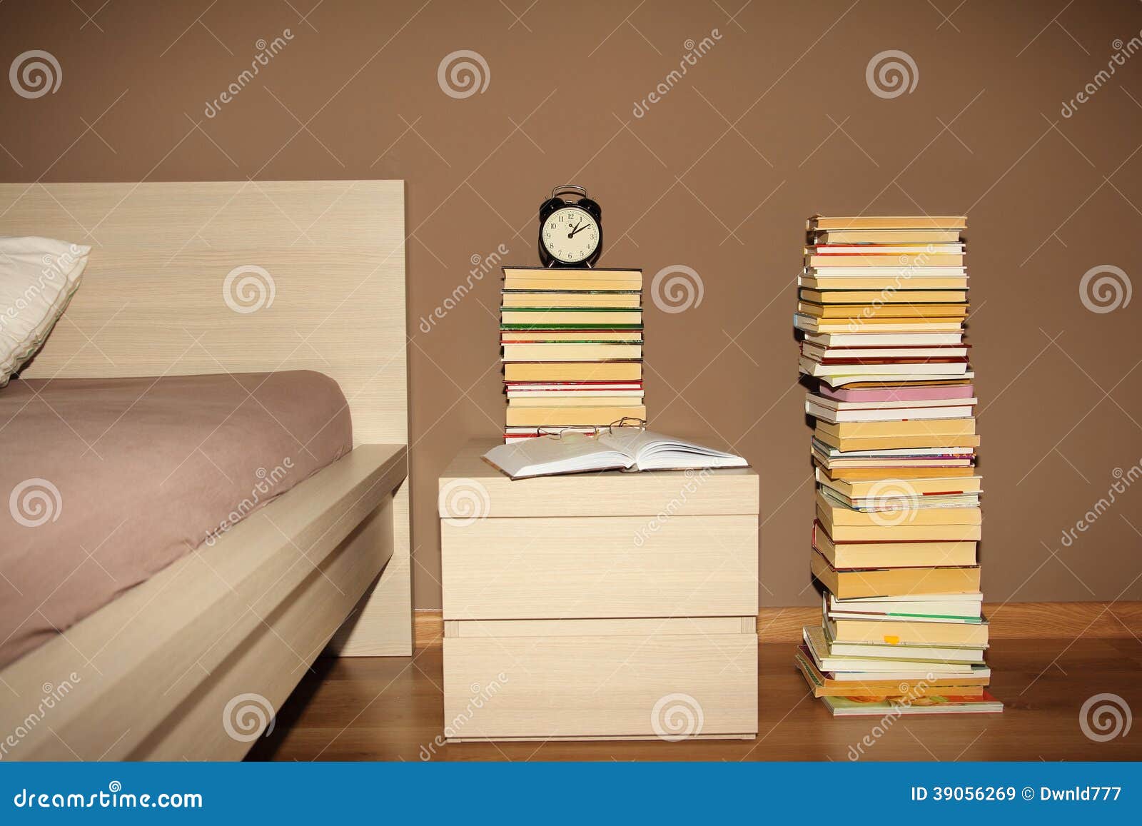 Pile of books in bedroom stock image. Image of night - 39056269