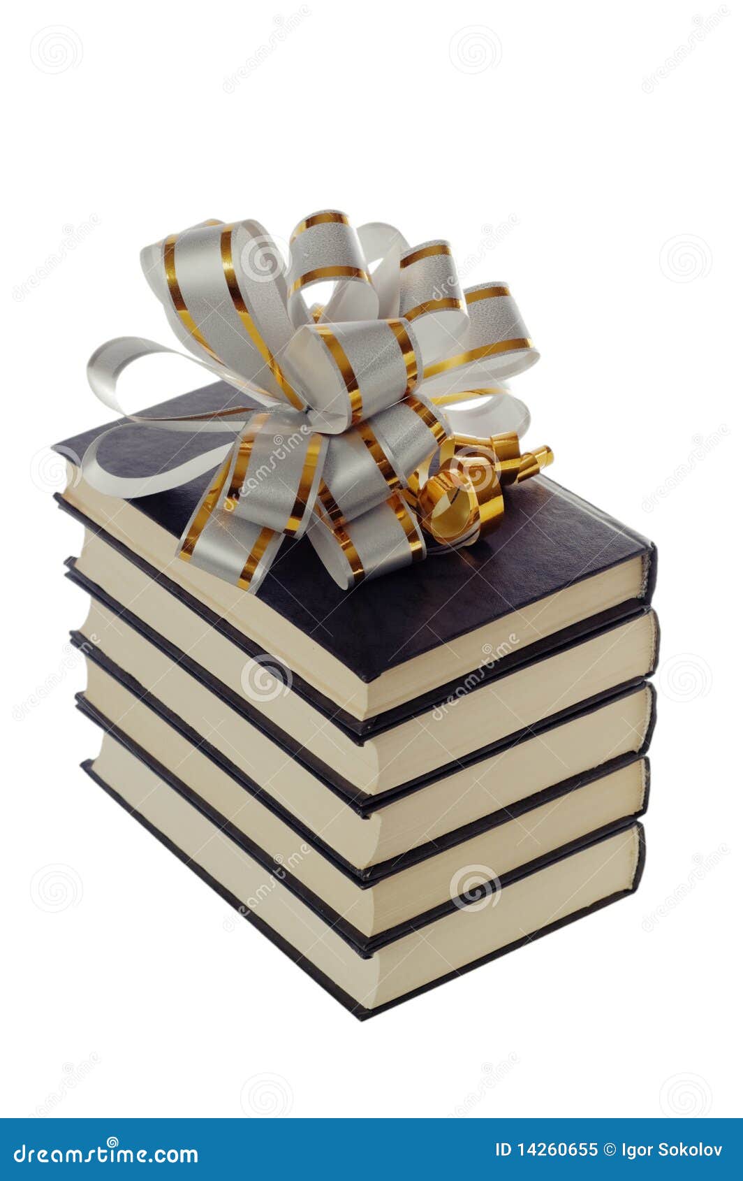 Pile of books with a bow stock image. Image of books - 14260655