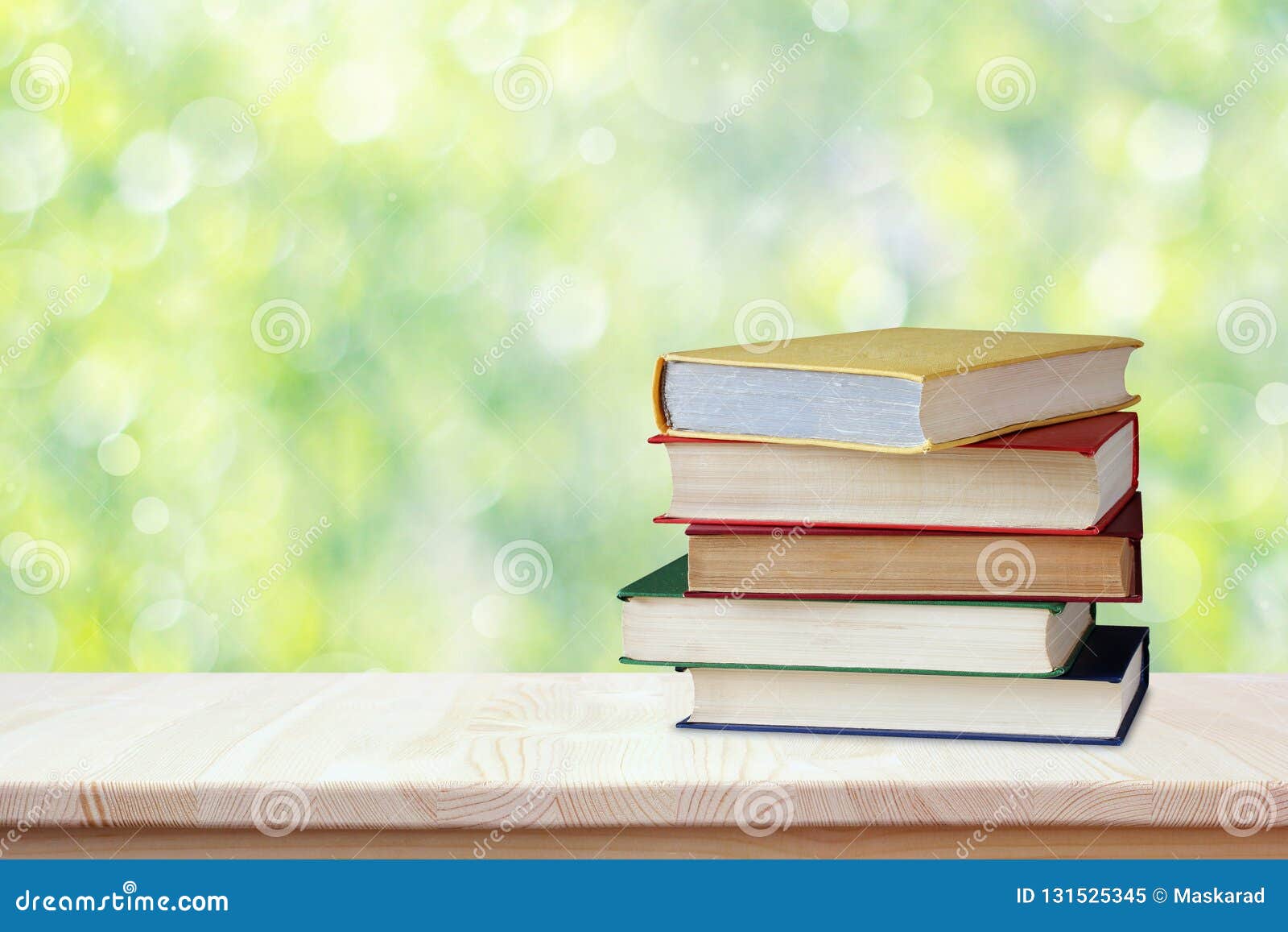 Pile of Books in Color Covers. Workplace of the Student. Back To School ...