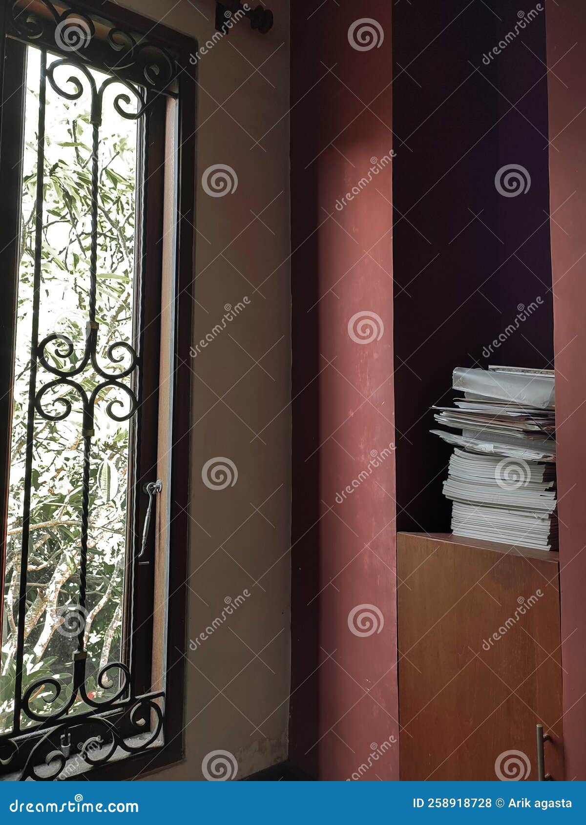 Pile of Books in the Corner of the Room Stock Photo - Image of floor ...