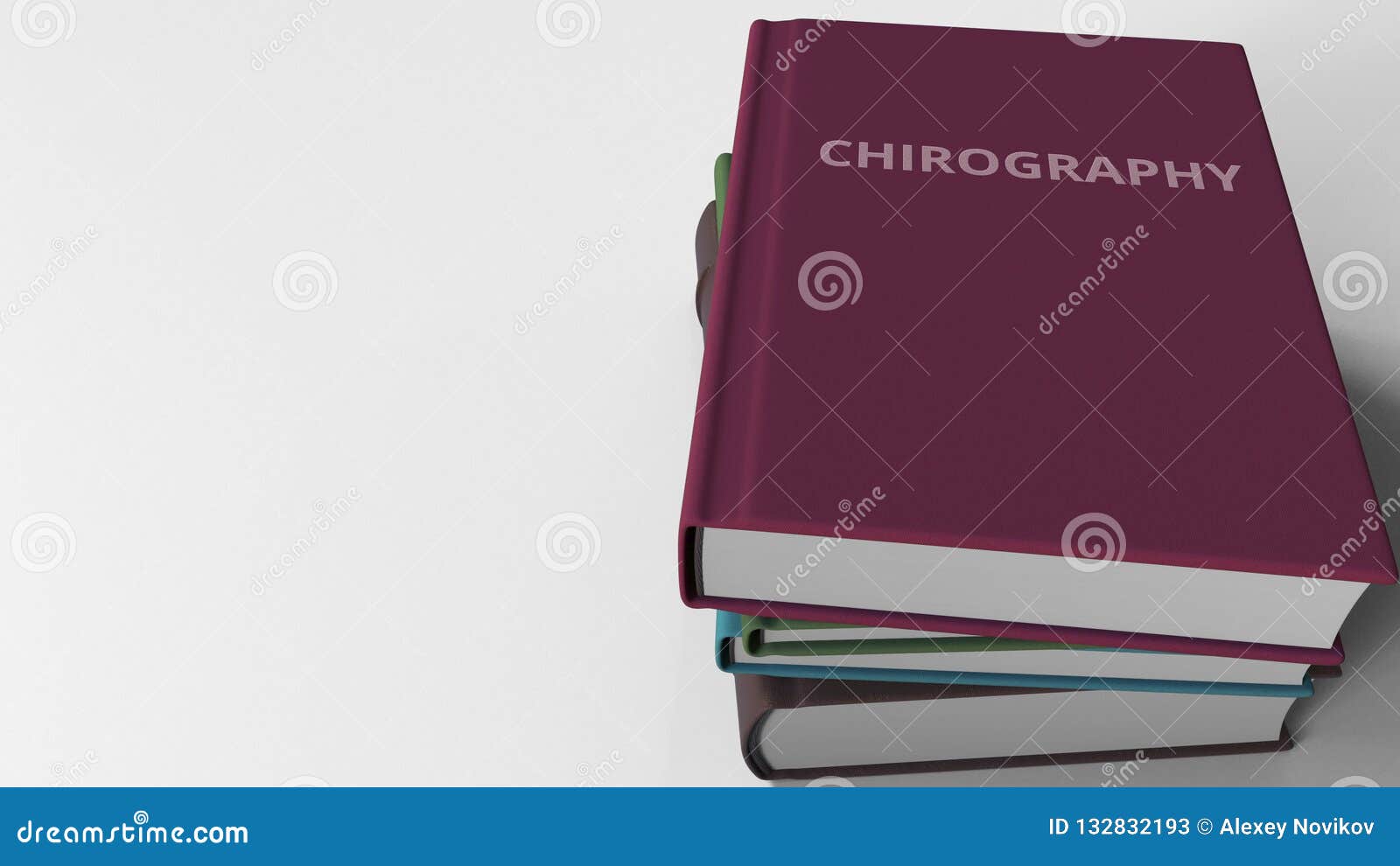 Pile of Books on CHIROGRAPHY. 3D Rendering Stock Illustration ...