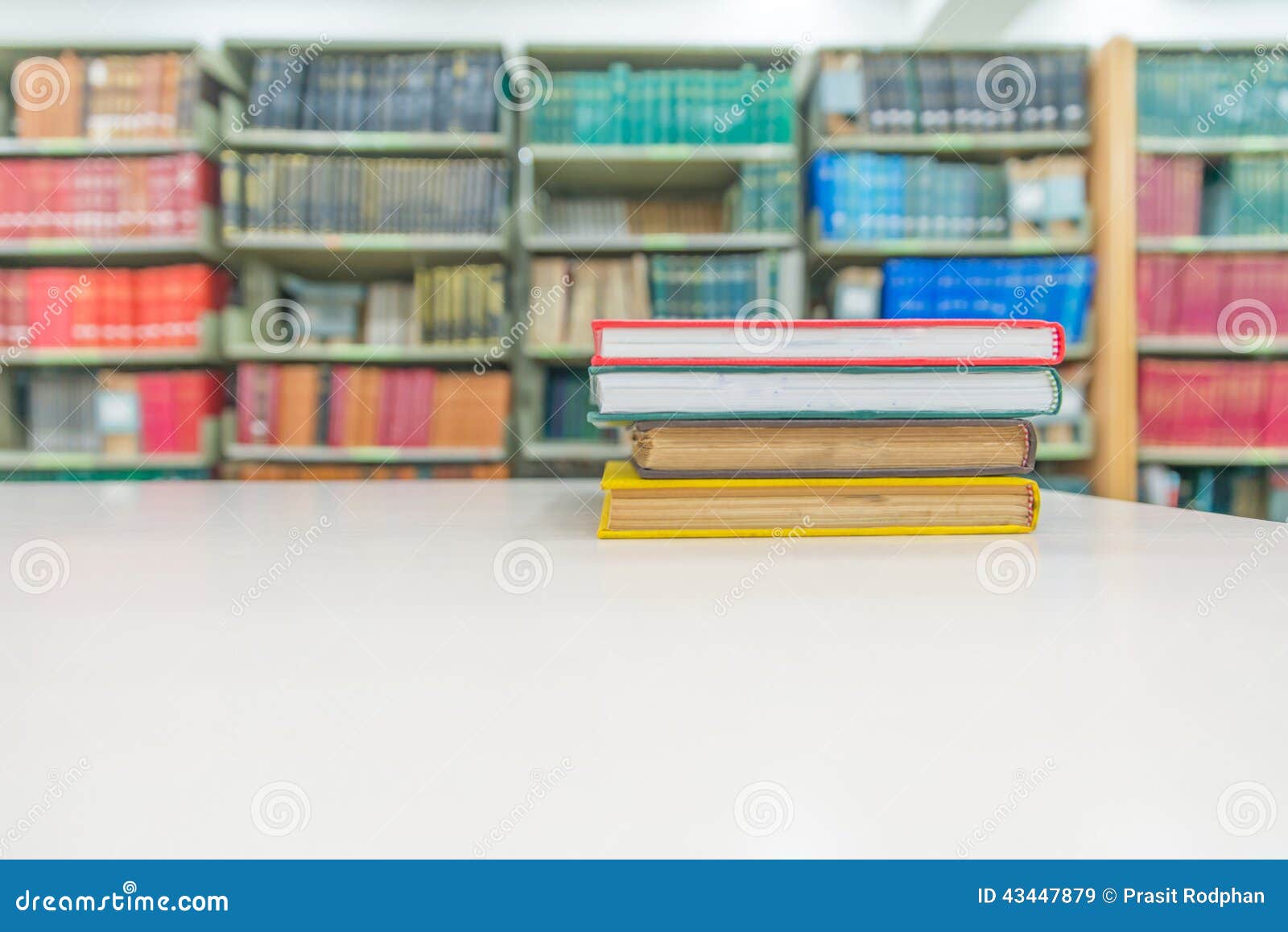 A Pile of Books with Library on the Back Stock Image - Image of read ...