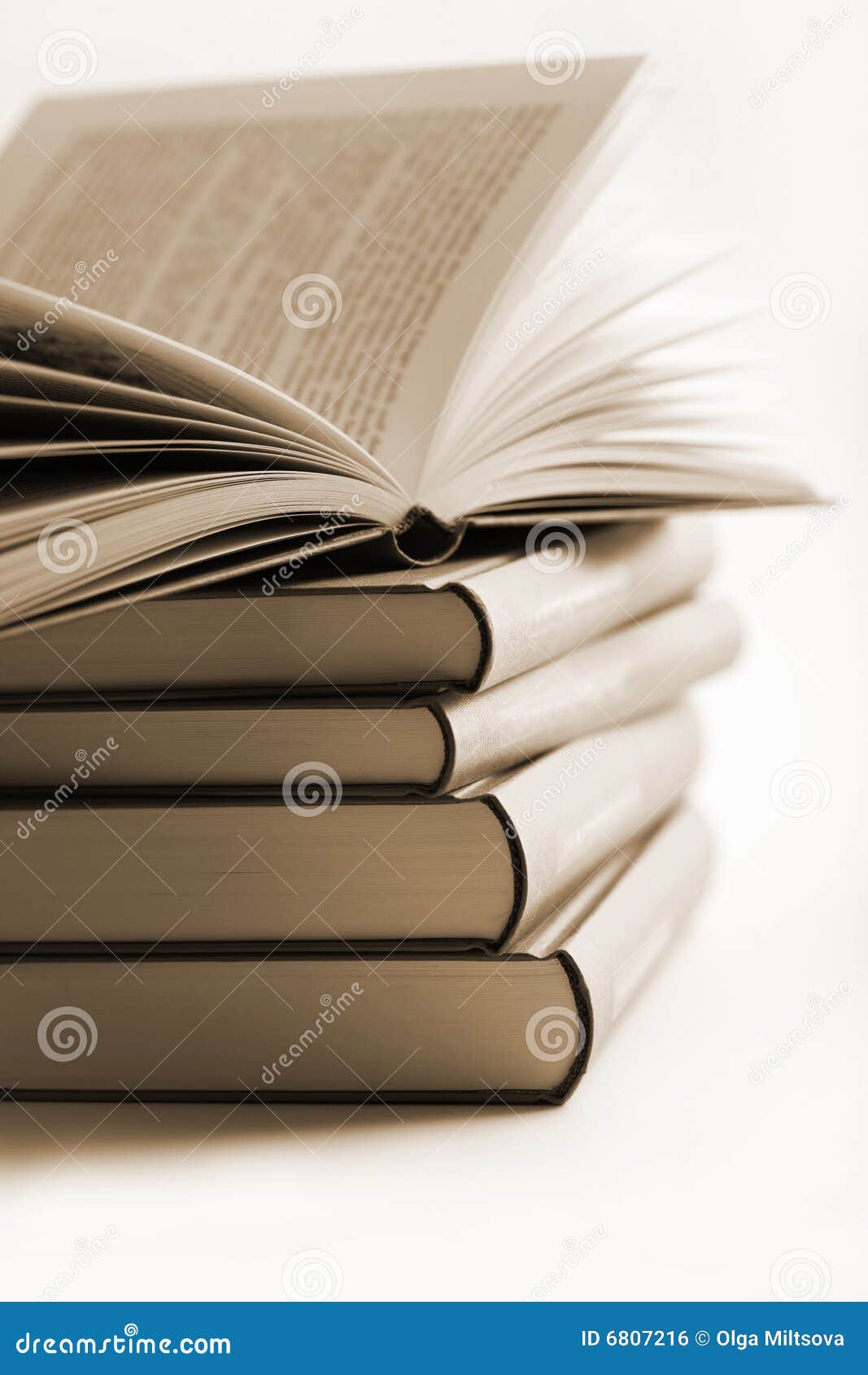 Pile of Books with One Book Open Stock Photo - Image of collection ...