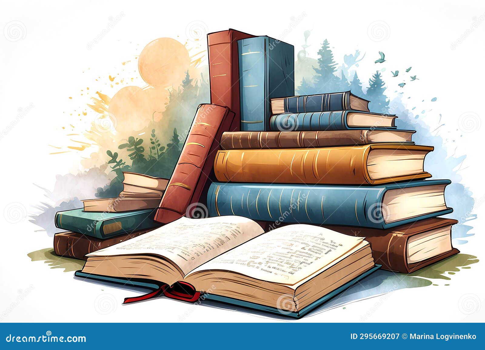 Pile of Books, Open Book. World Book Day Stock Image - Illustration of ... Pile of Books, Open Book. World Book Day Stock Image - Illustration of ...