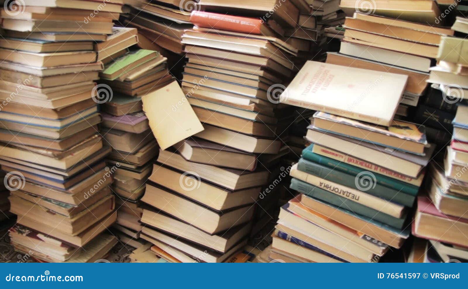 Pile of Books Scattered on the Floor in the Library Stock Video - Video ...