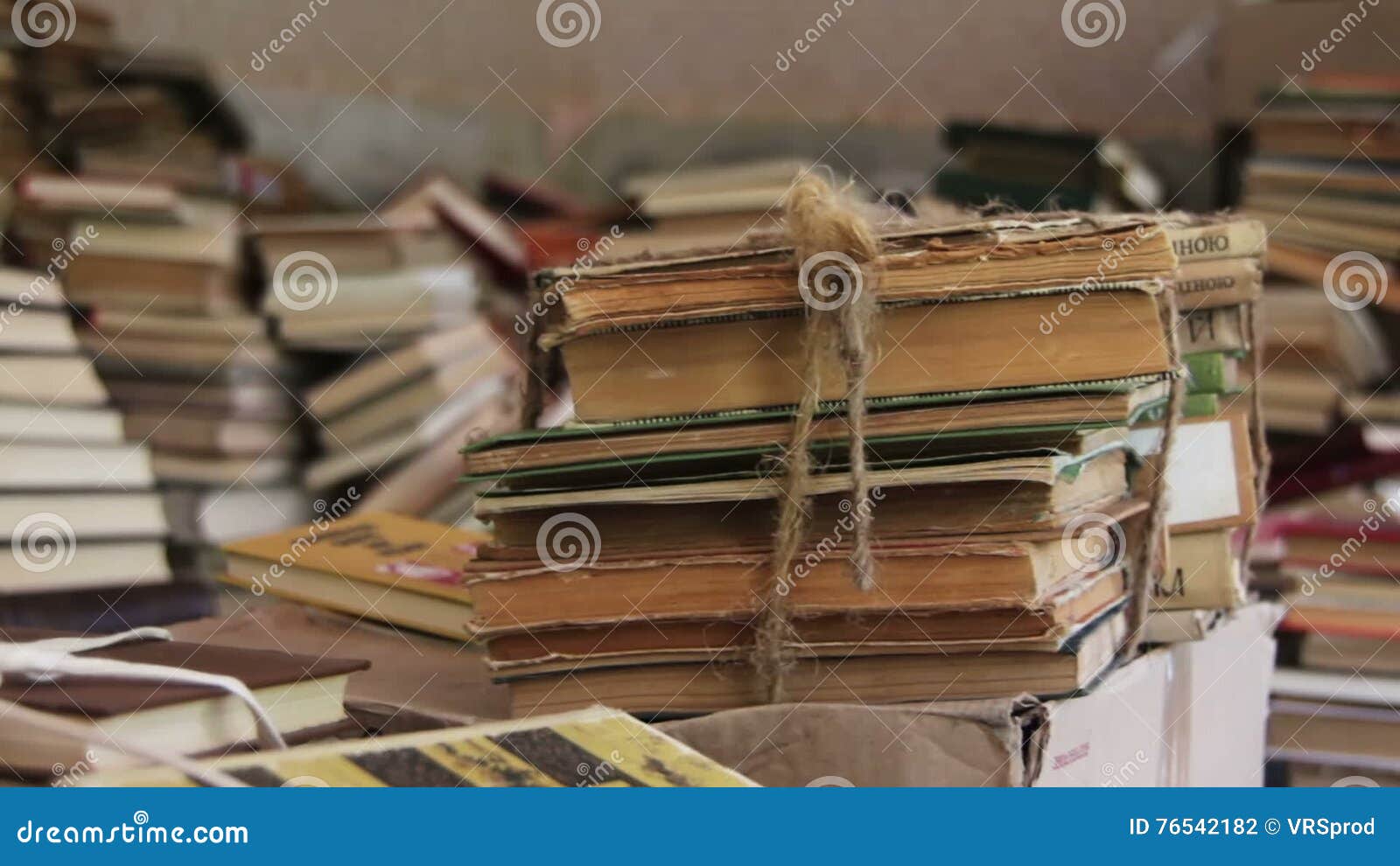 Pile of Books Scattered on the Floor in the Library Stock Footage ...