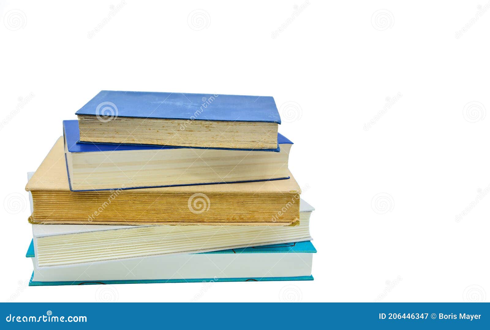 Books, Stacked Over One Another in Front of a White Background Stock ...