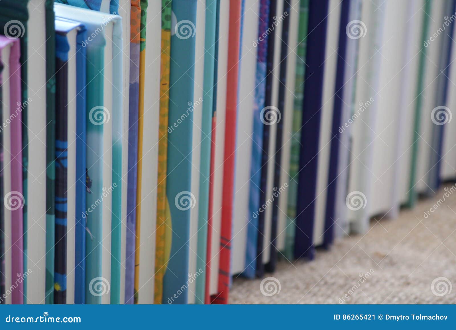 Pile of Books Standing in a Row Stock Image - Image of closeup ...