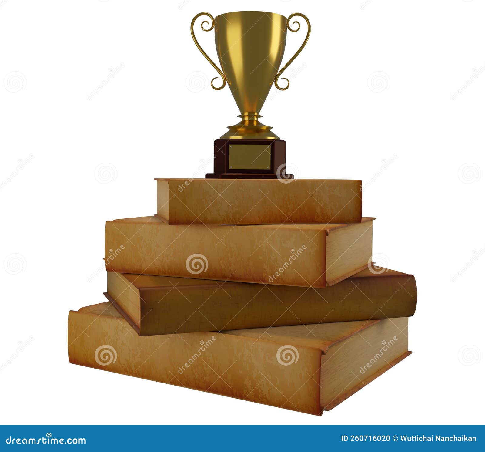 Pile of books with trophy stock illustration. Illustration of degree ...
