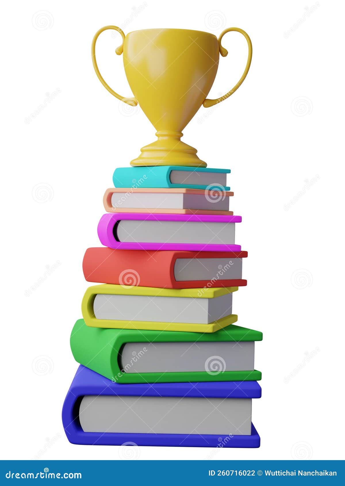 Pile of books with trophy stock illustration. Illustration of blue ...