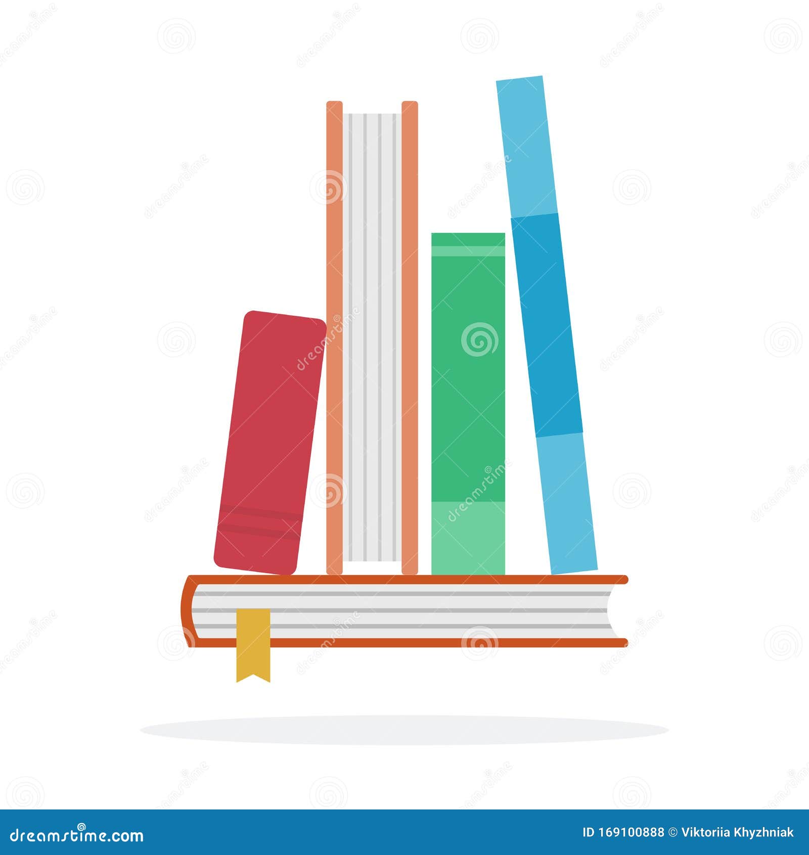 Stacked Books in a Row Vector Flat Isolated Stock Vector - Illustration ...