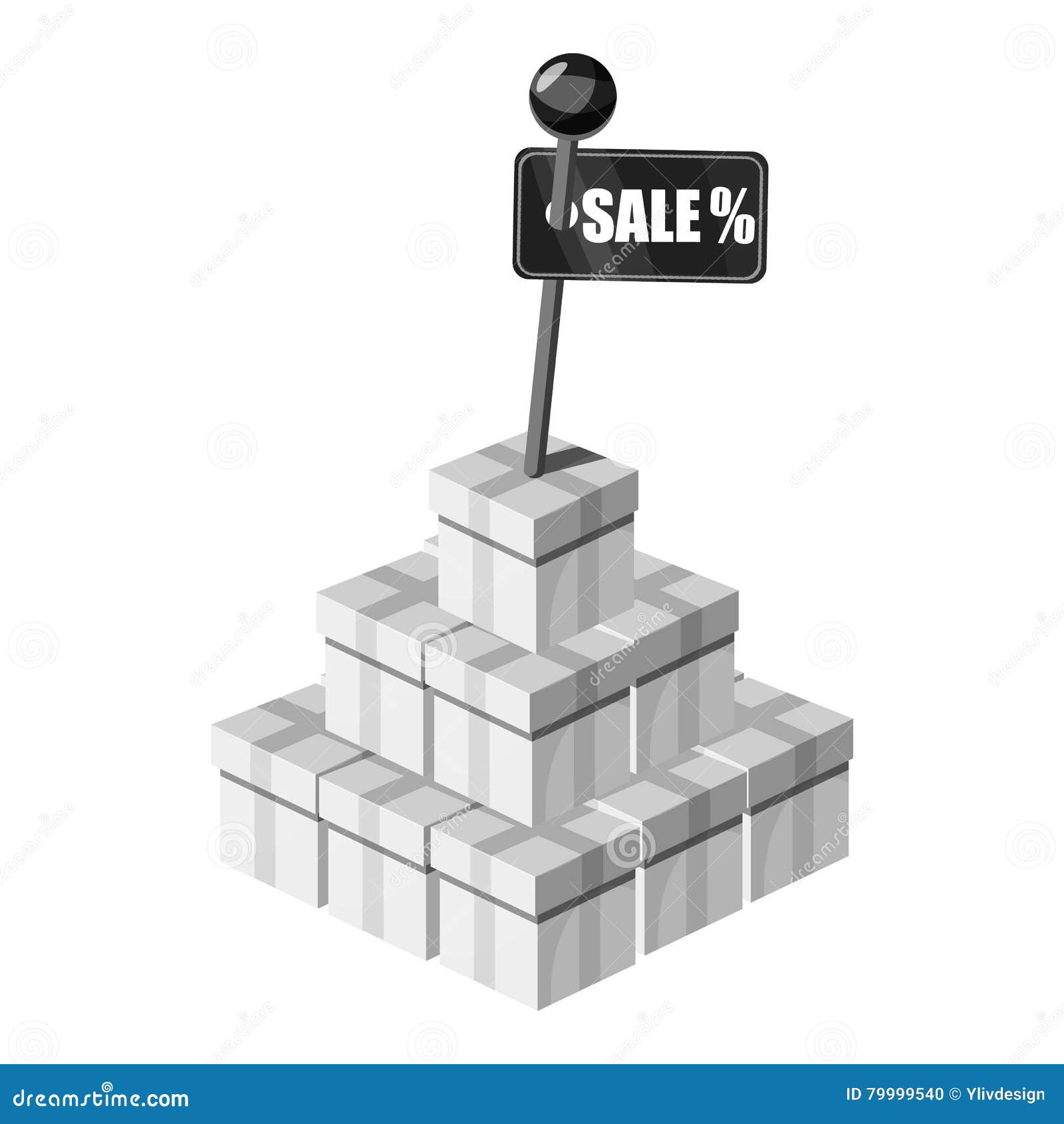 Pile of Boxes with Sale Sign Icon Stock Vector - Illustration of light ...