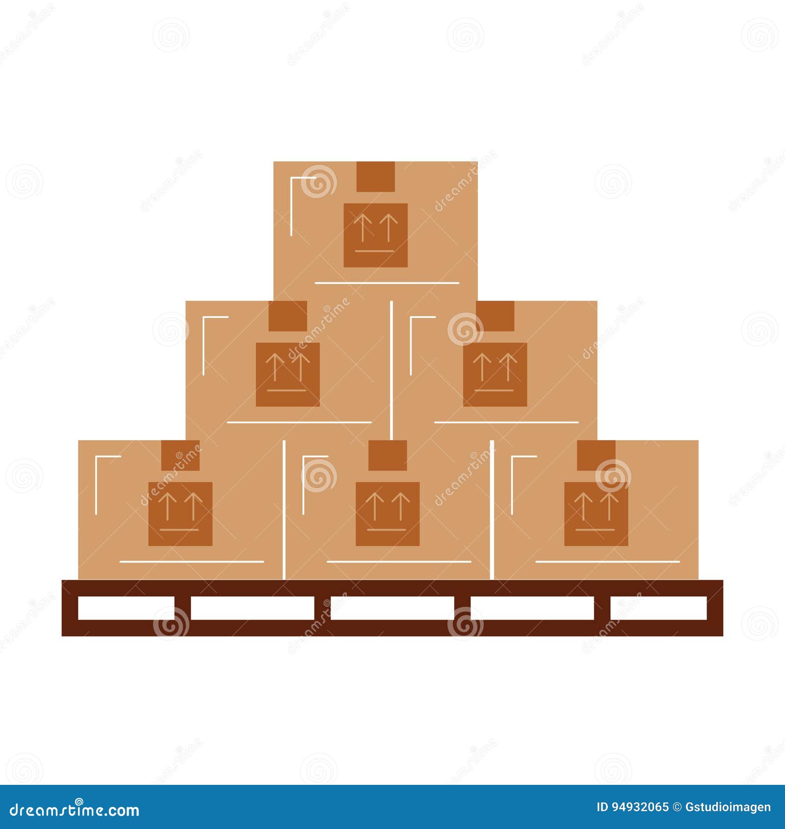 Pile Boxes in Stowages Carton Delivery Icon Stock Vector - Illustration ...