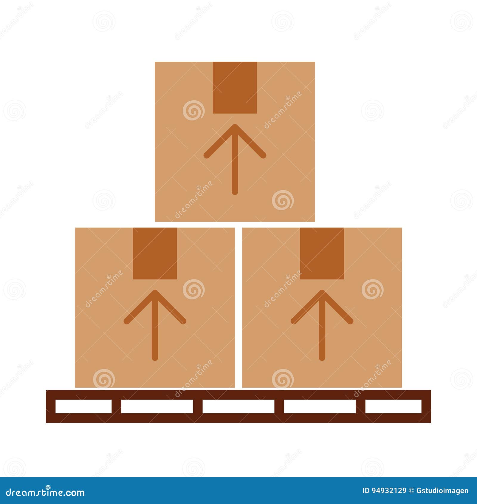 Pile Boxes in Stowages Carton Delivery Icon Stock Vector - Illustration ...