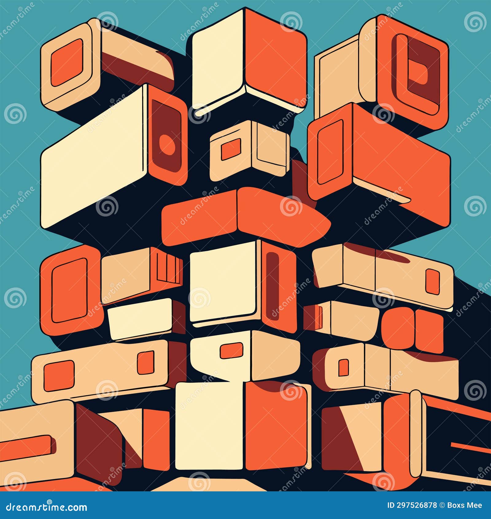 Pile of Boxes. Vector Illustration in Flat Style Stock Illustration ...