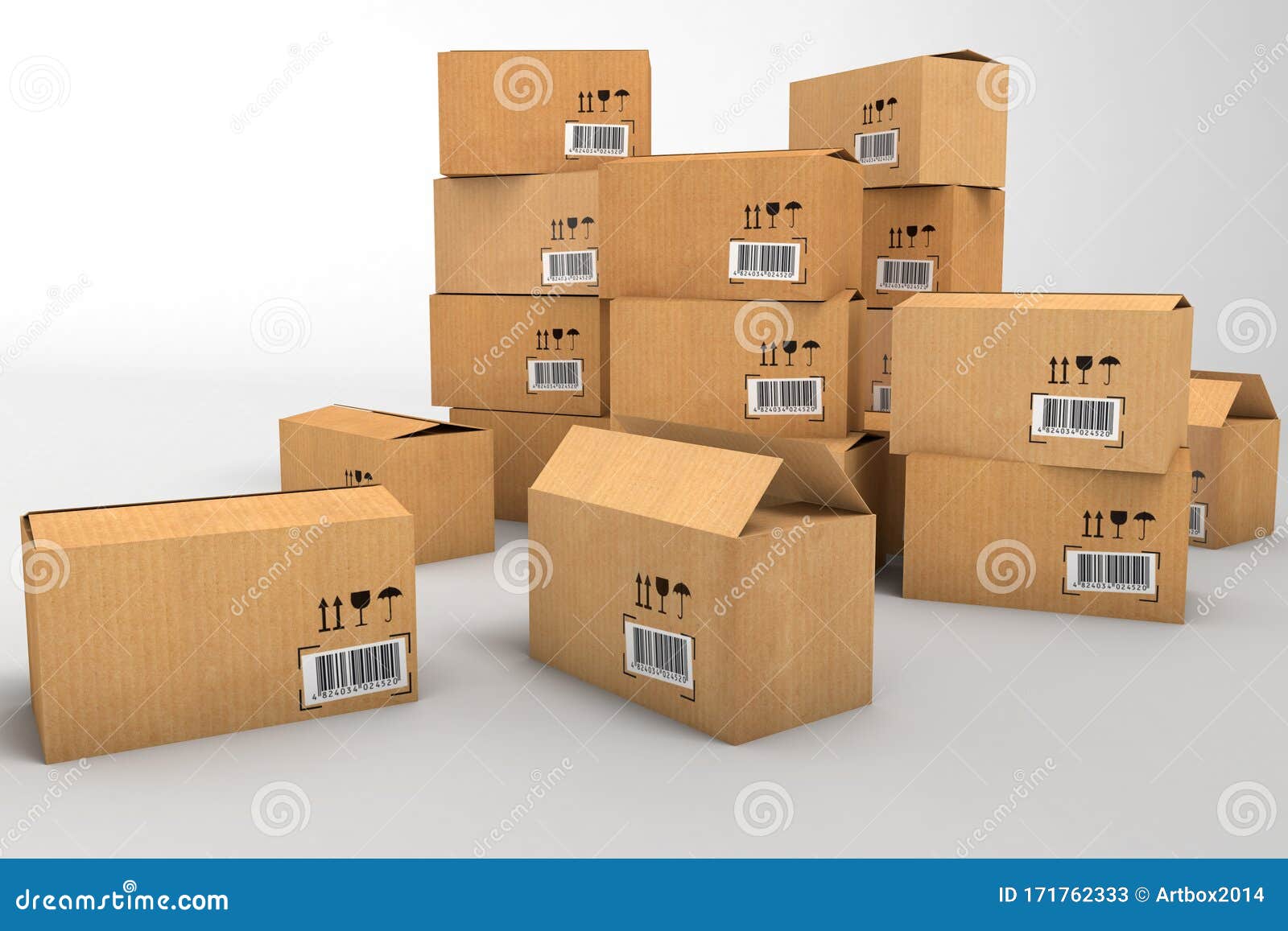 A Pile of Boxes in a Warehouse on the Floor Stock Illustration ...