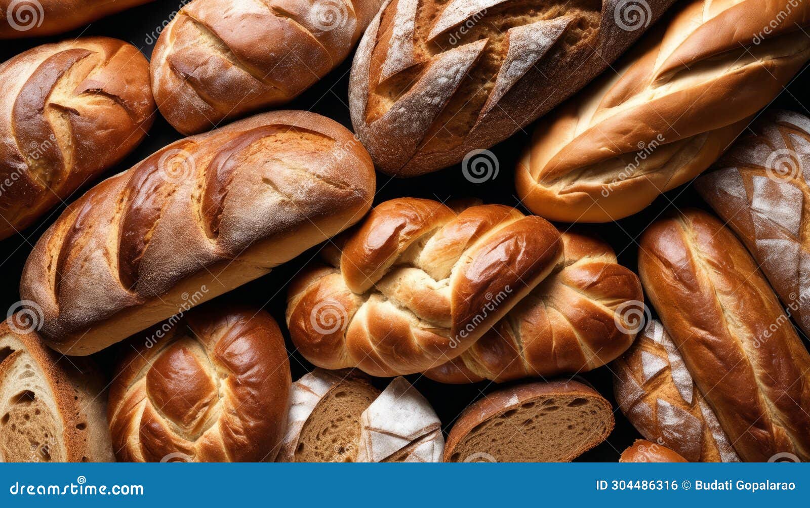 A Pile of Breads in Different Shapes and Sizes Stock Illustration ...