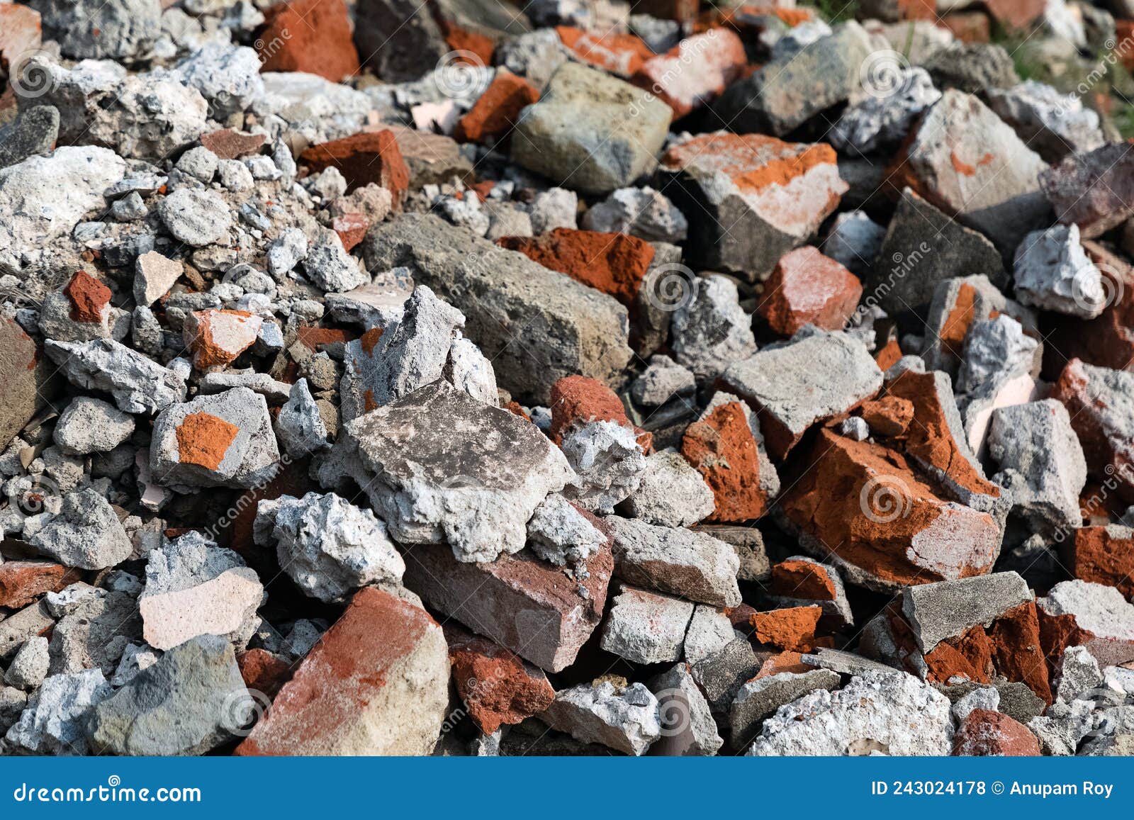 Pile of Bricks Concrete Construction Garbage at a Demolished Site Stock ...
