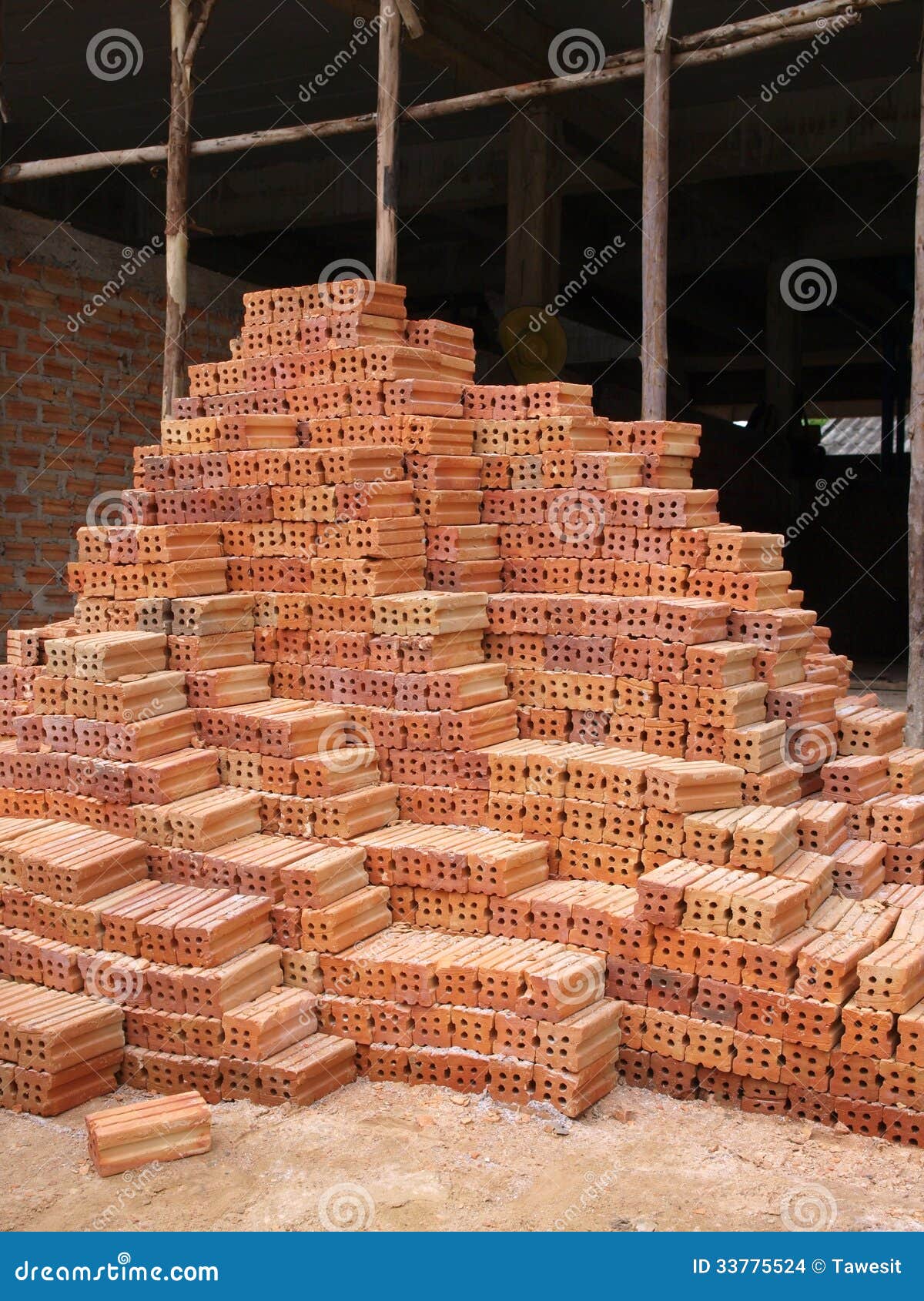 Pile of bricks stock photo. Image of pile, orange, pallet - 33775524