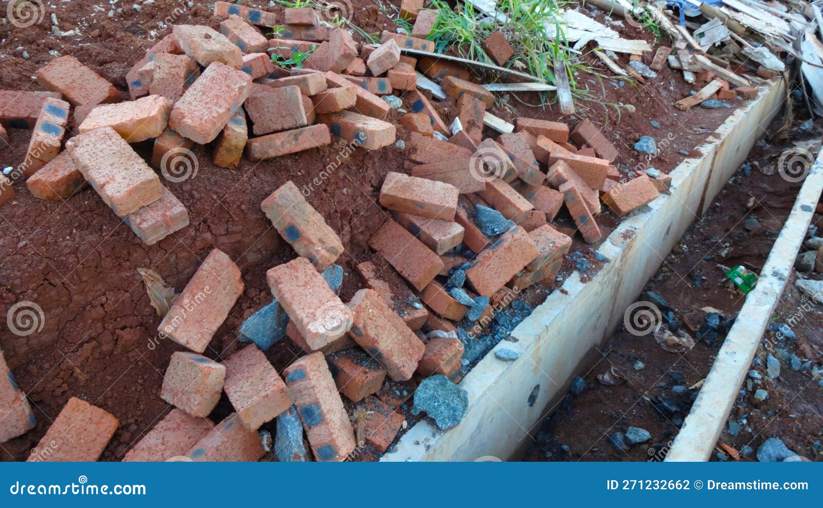 Pile of bricks. stock photo. Image of contract, bricks - 271232662