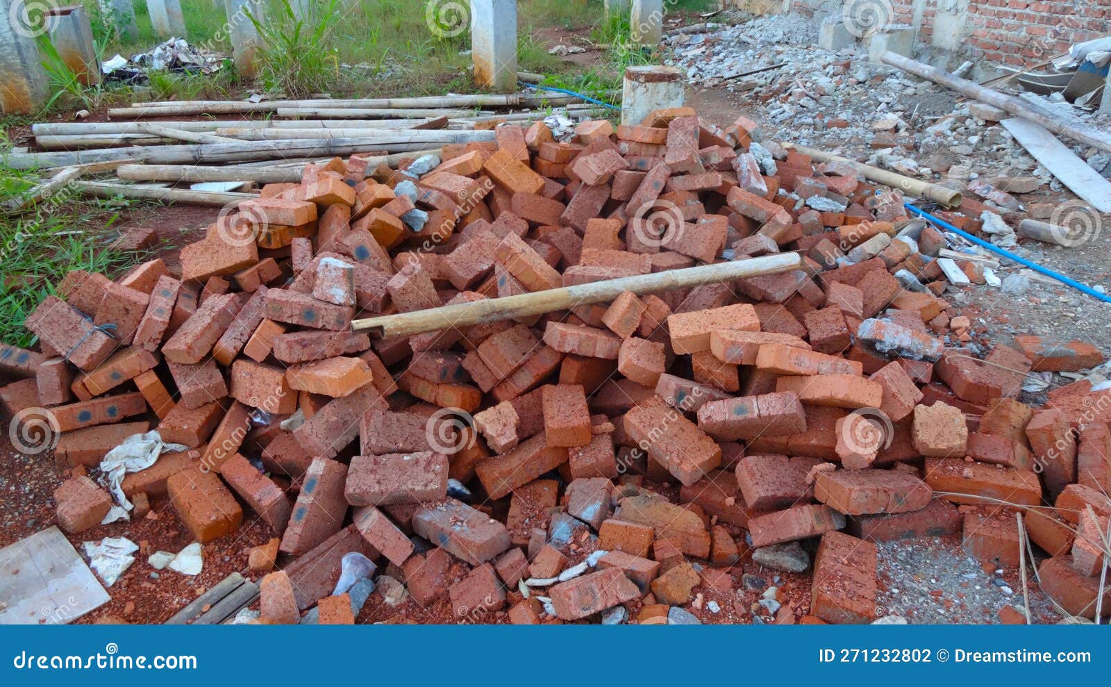 Pile of bricks stock photo. Image of industrial, construction - 271232802