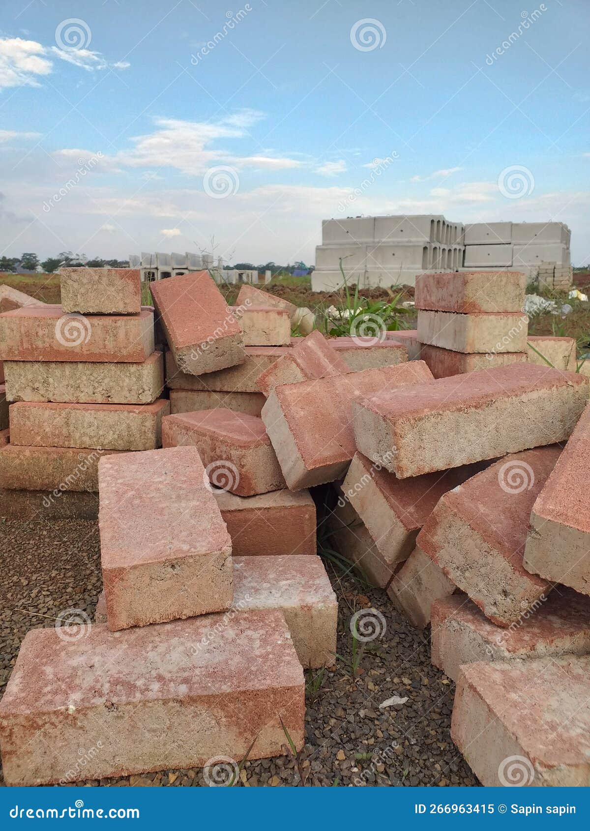 Stack of the briks stock image. Image of floor, ruins - 266963415